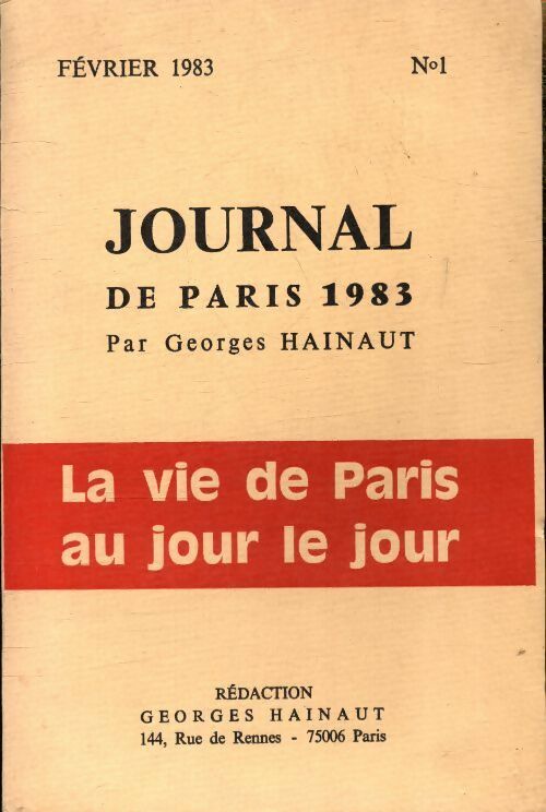 Livrenpoche : Journal de Paris 1983 n°1 : La vie de Paris au jour le ...